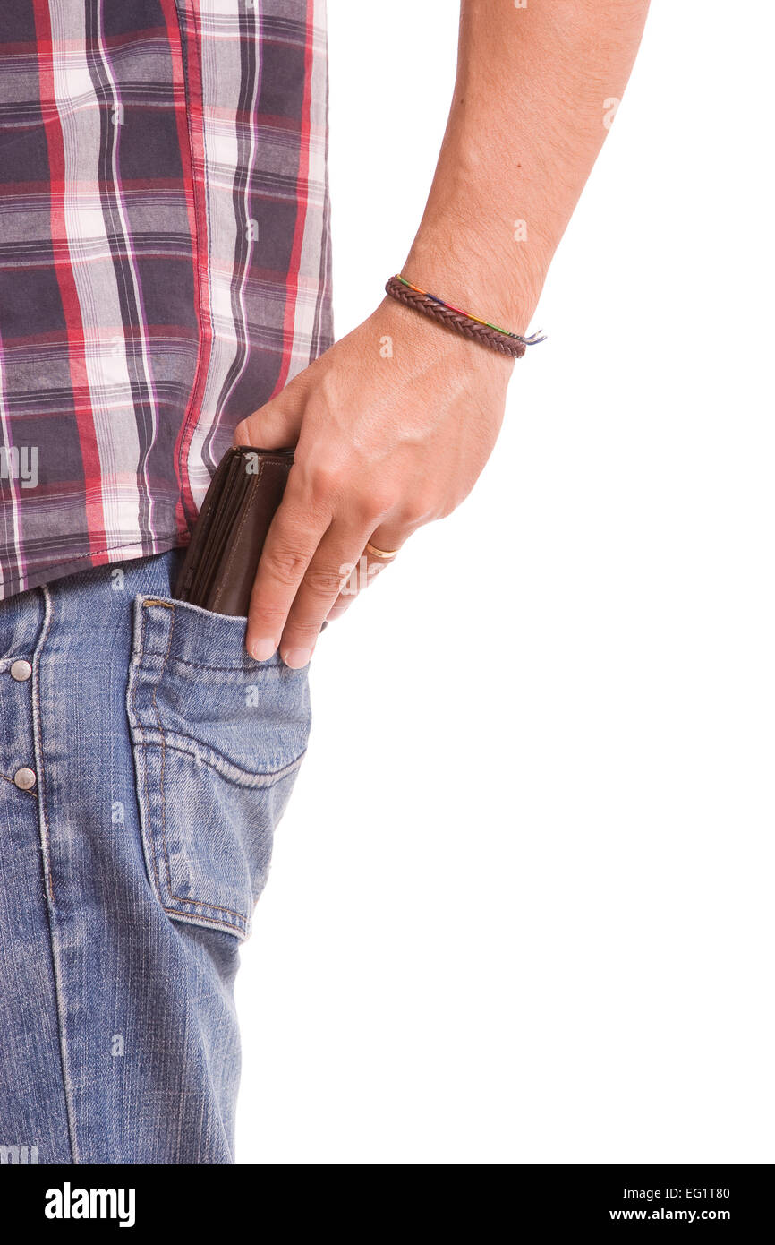 Detail of wallet in man's back pocket Stock Photo - Alamy
