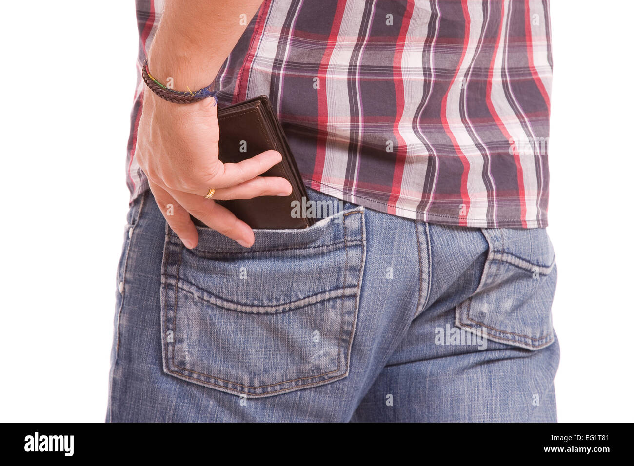 Detail of wallet in man's back pocket Stock Photo - Alamy