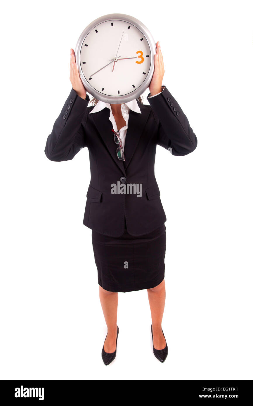 Woman waiting clock watch Cut Out Stock Images & Pictures - Alamy
