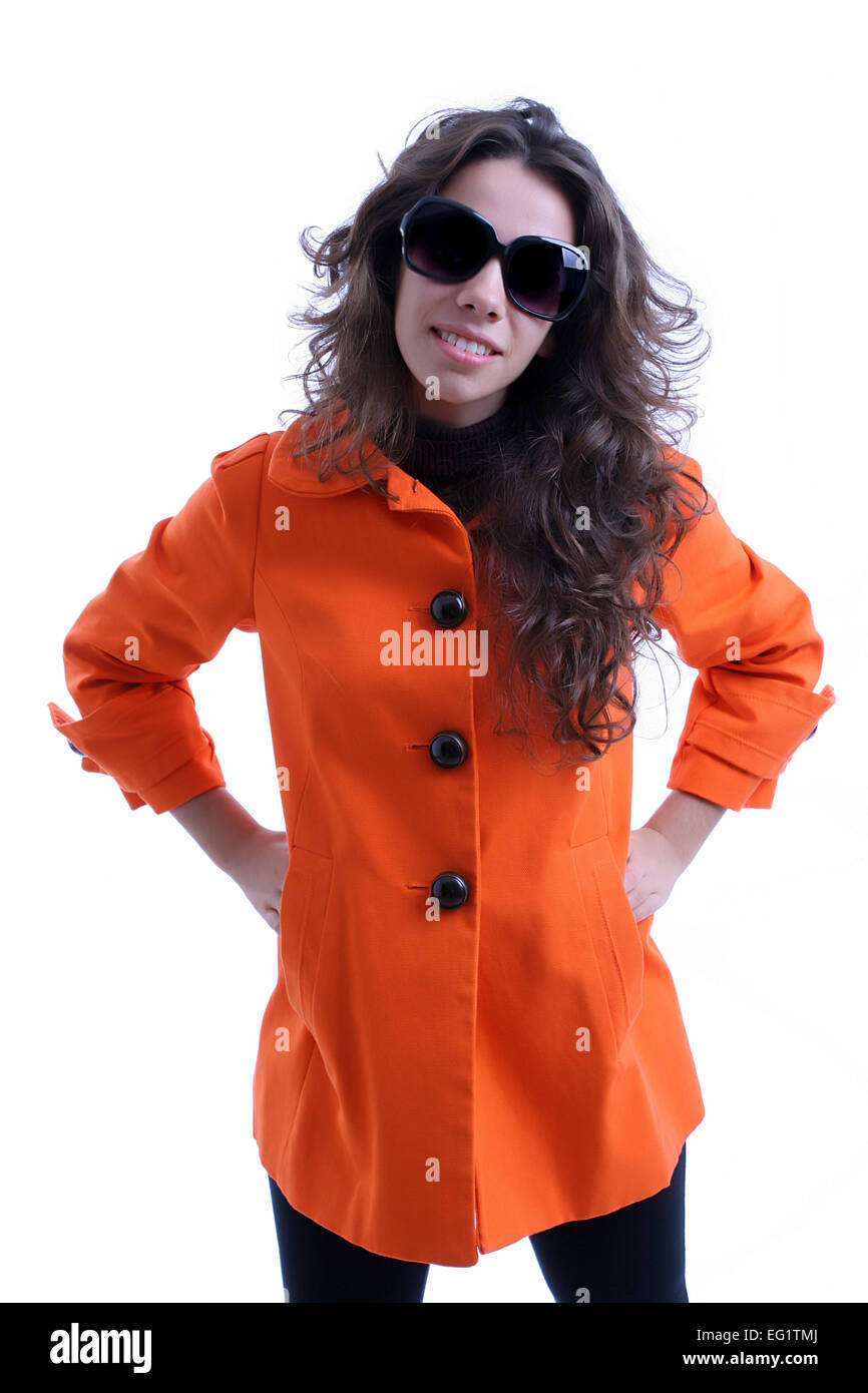 Very Attractive woman posing, isolated over white background Stock ...