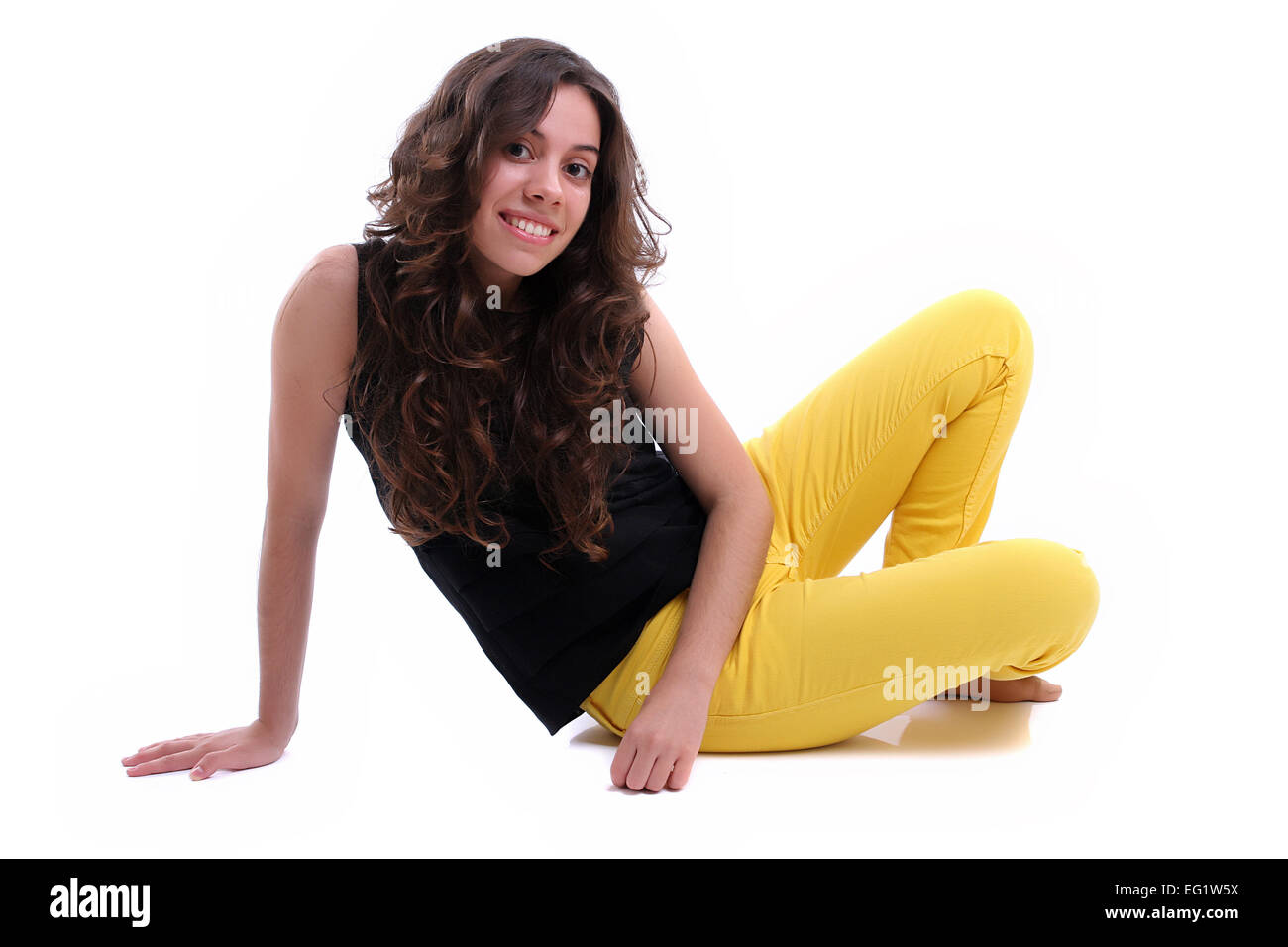 Young beautiful girl, posing isolated in white background Stock Photo ...