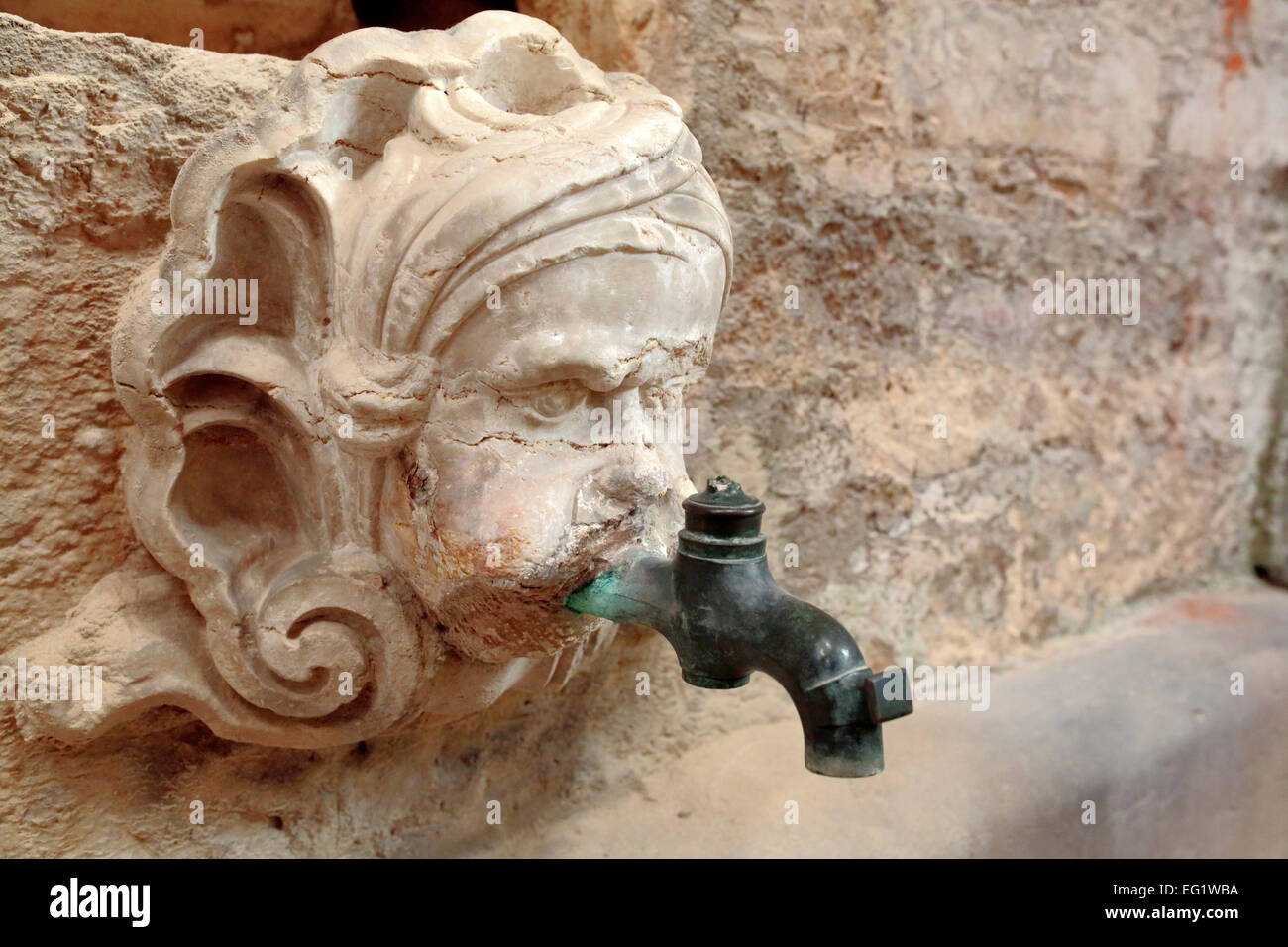 Medieval water fitment, Alcobaca monastery, Alcobaca, Portugal Stock ...