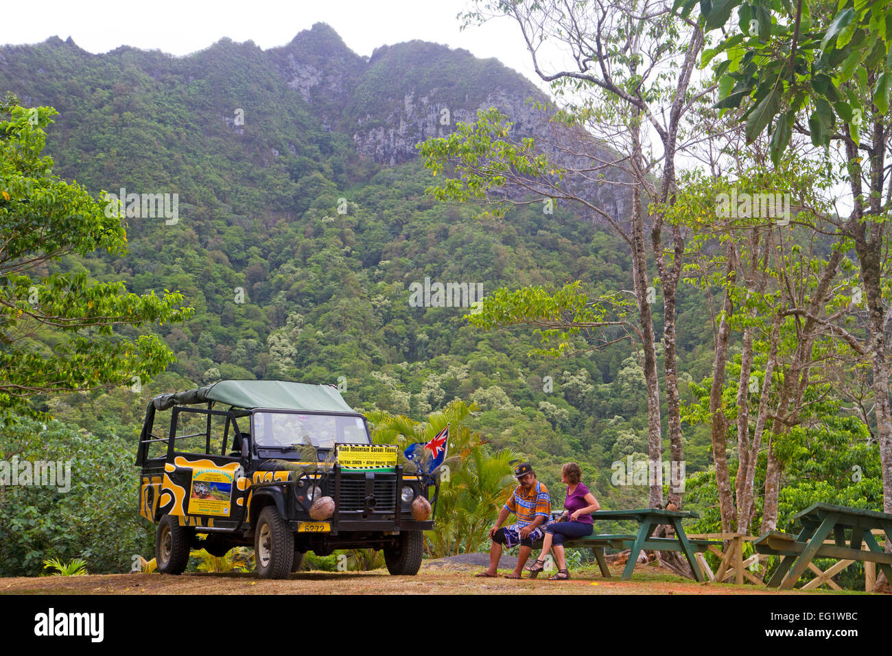 Tour vehicle in the highlands of Rarotonga Stock Photo - Alamy