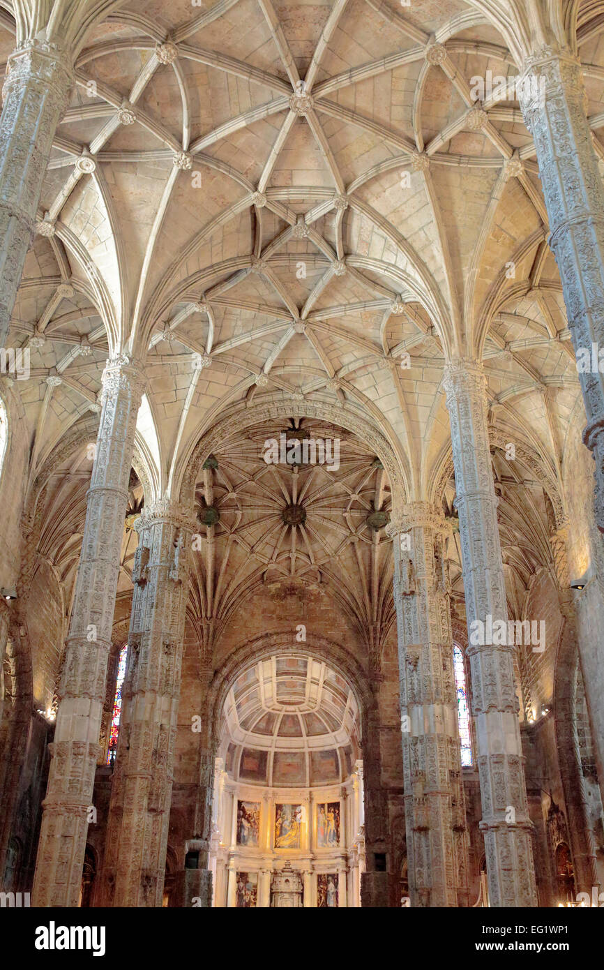 Jeronimos monastery (Hieronymites Monastery), interior of Church of ...