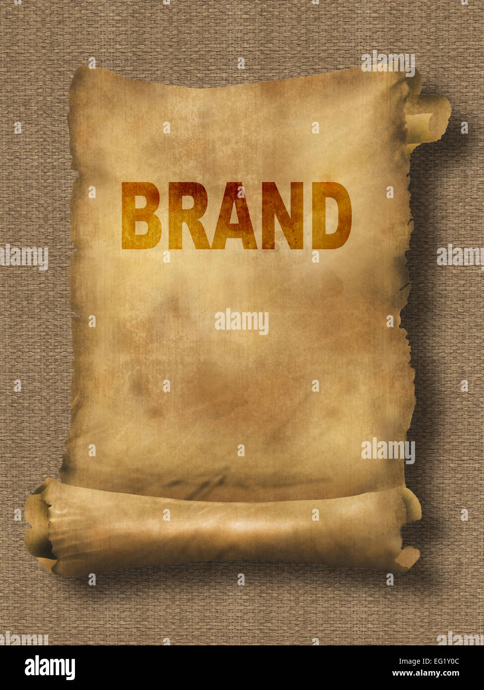 word brand on paper scroll made in 2d software Stock Photo - Alamy