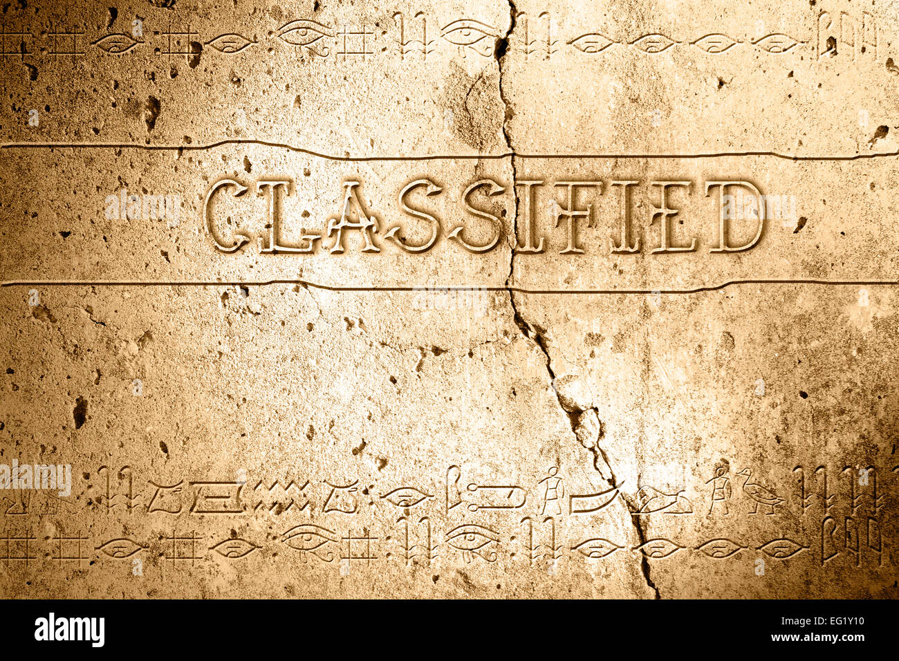 word classified on wall with Egyptian alphabet made in 2d software ...