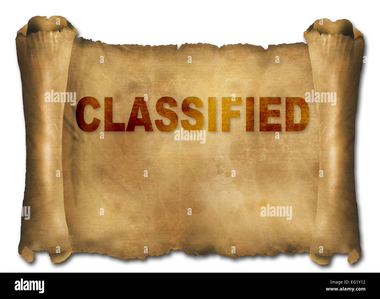 word classified on paper scroll made in 2d software Stock Photo - Alamy