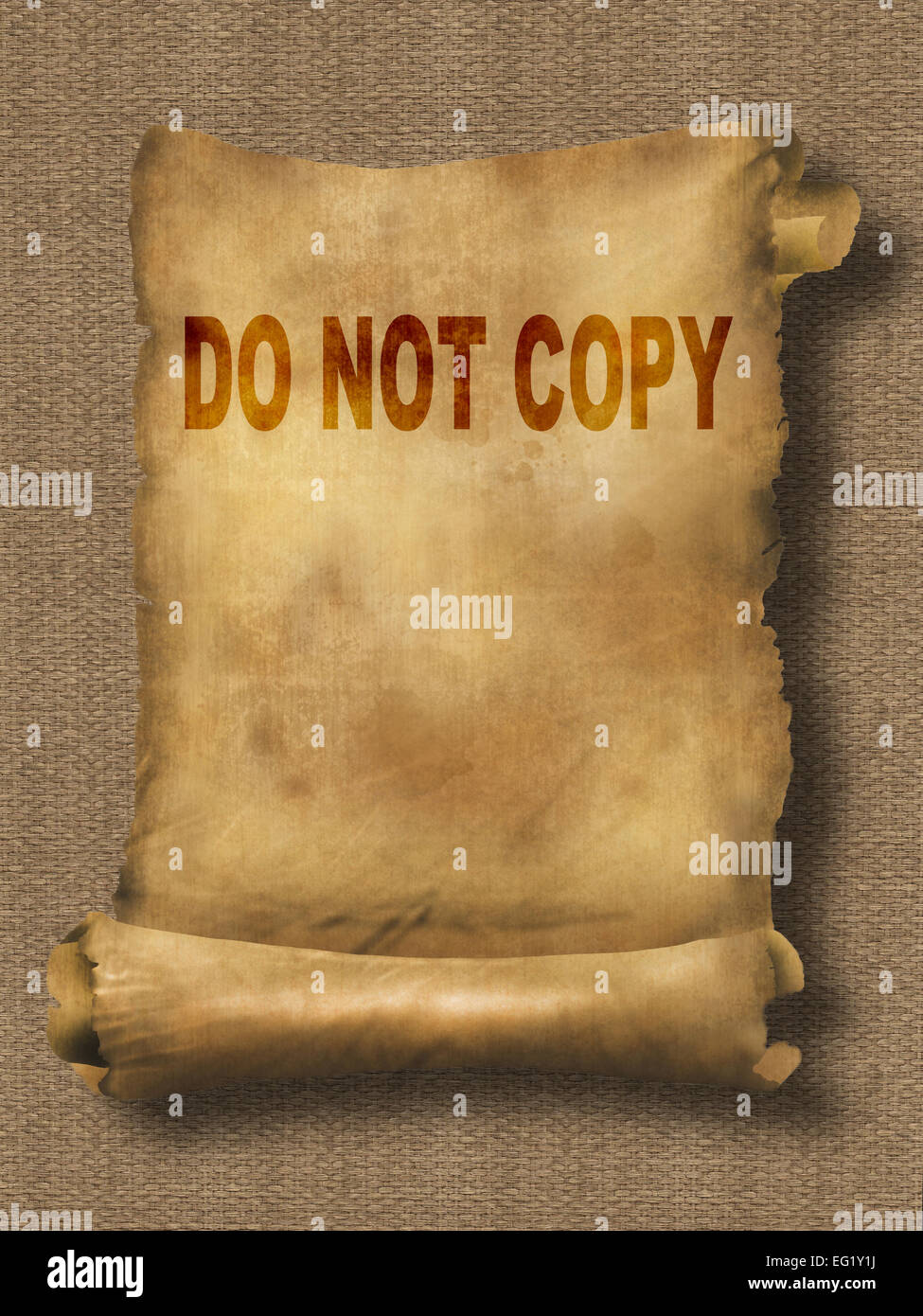 word do not copy on paper scroll made in 2d software Stock Photo - Alamy