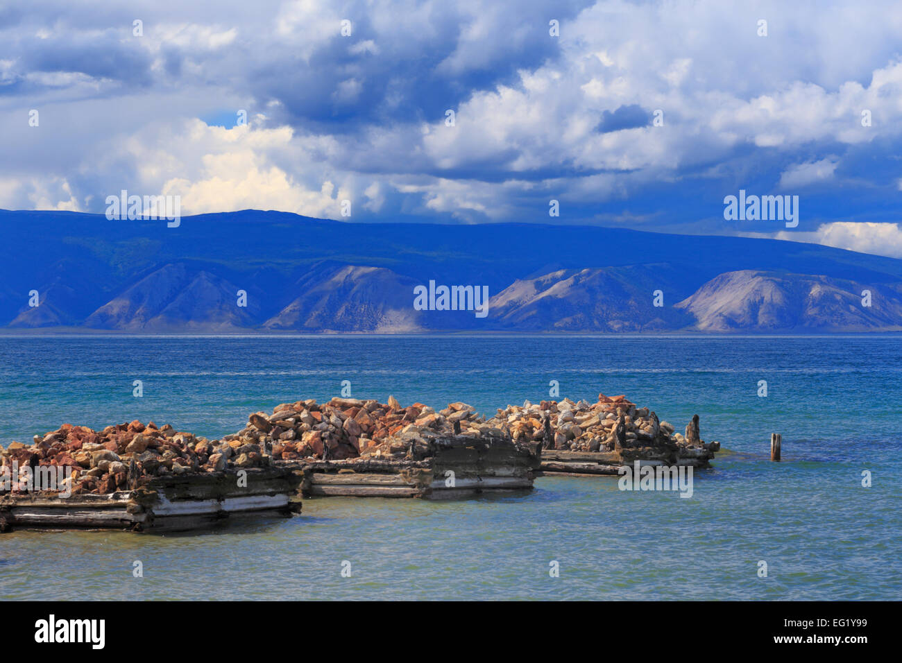 Olkhon island, landscape near Peshanaya, Baikal lake, Russia Stock ...