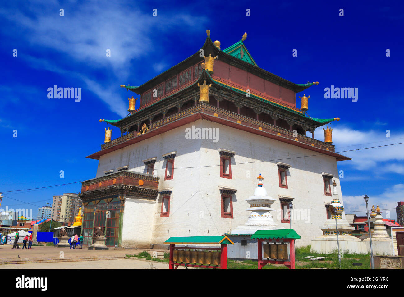 Gandan monastery, Migjid Janraisig temple (1913), Ulan Bator, Mongolia ...