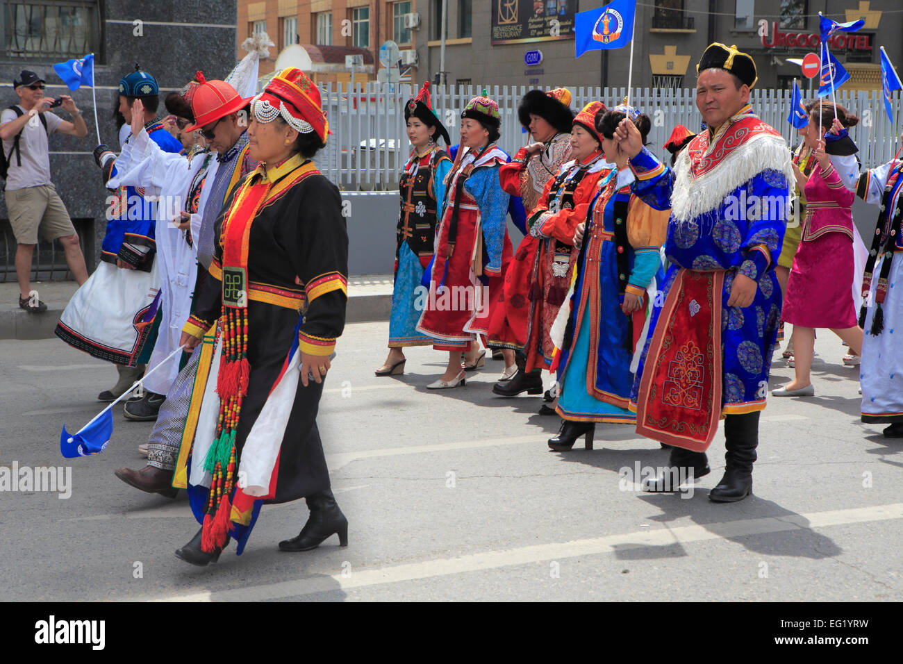 People in traditional costumes, Independence day manifestation, Ulan ...
