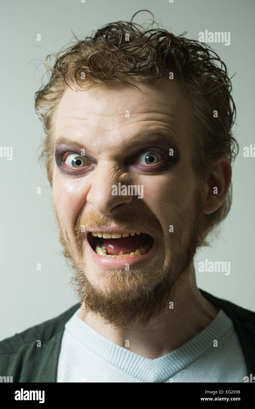 portrait of evil, aggressive man with makeup Stock Photo - Alamy