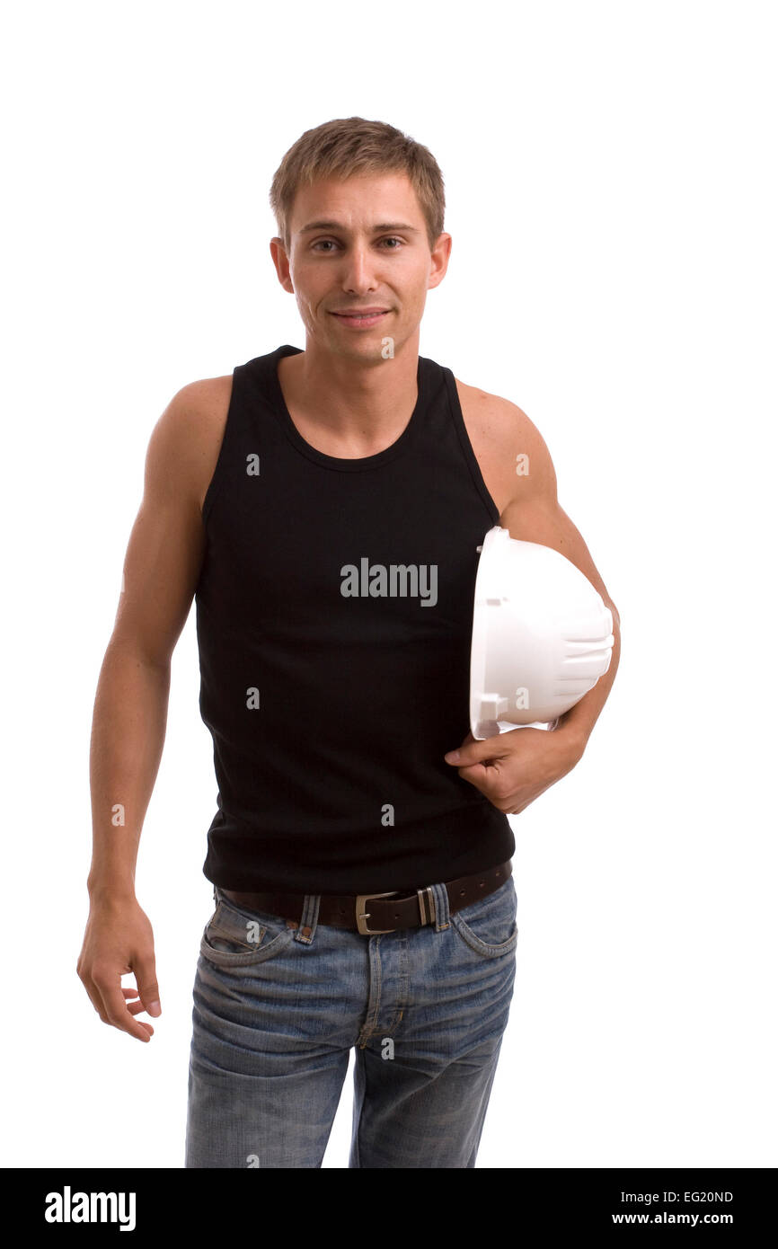 Young Engineer, posing isolated over white background Stock Photo - Alamy