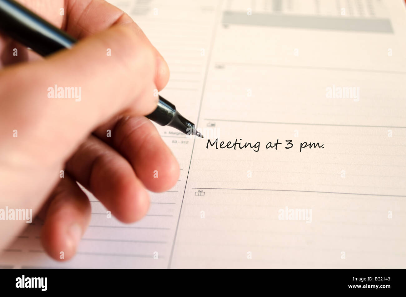 Schedule Notepad Meeting at 3 pm Stock Photo - Alamy