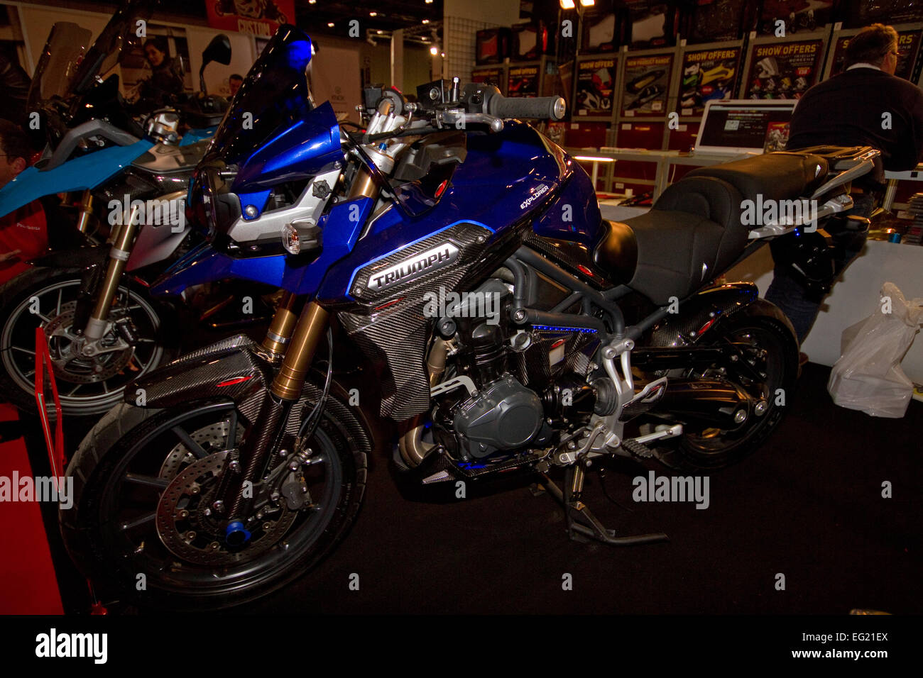 Triumph Motorbike on show at the Carole Nash London Motorbike show at ...
