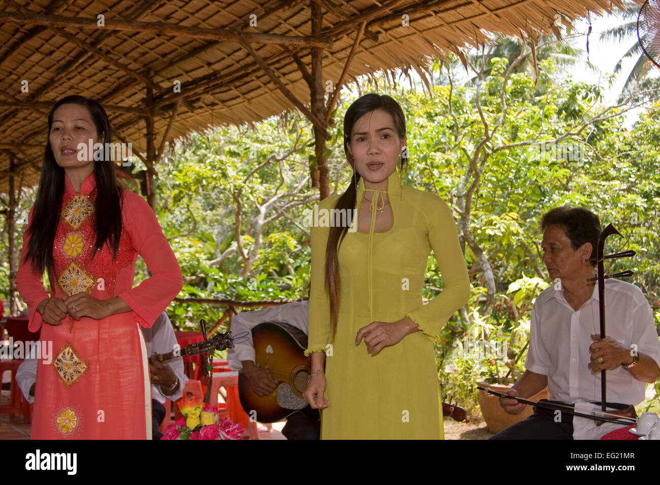 Vietnamese folk music group in the Mekong Delta, Vietnam, Asia Stock ...
