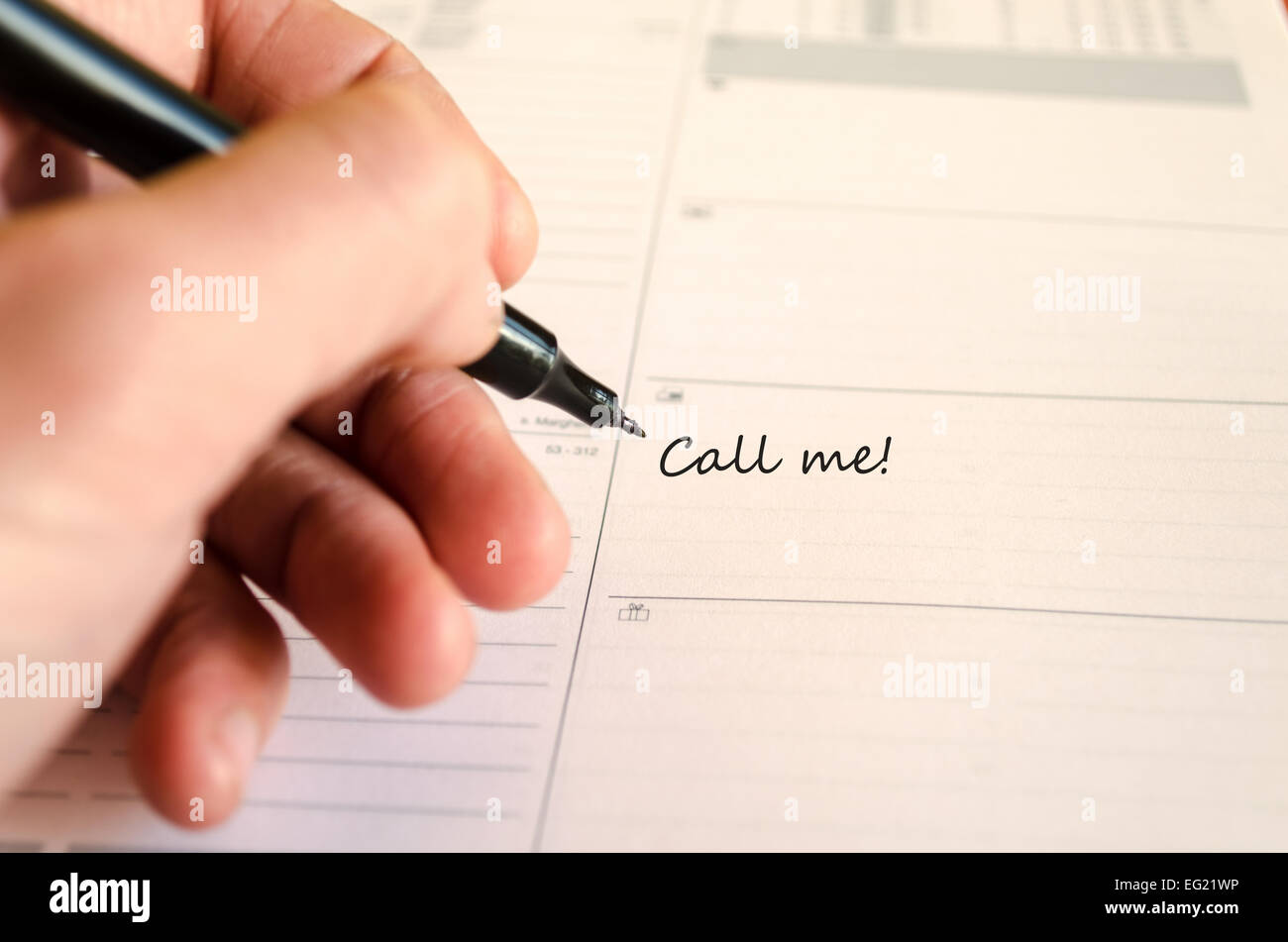 Schedule Notepad Call Me Stock Photo - Alamy