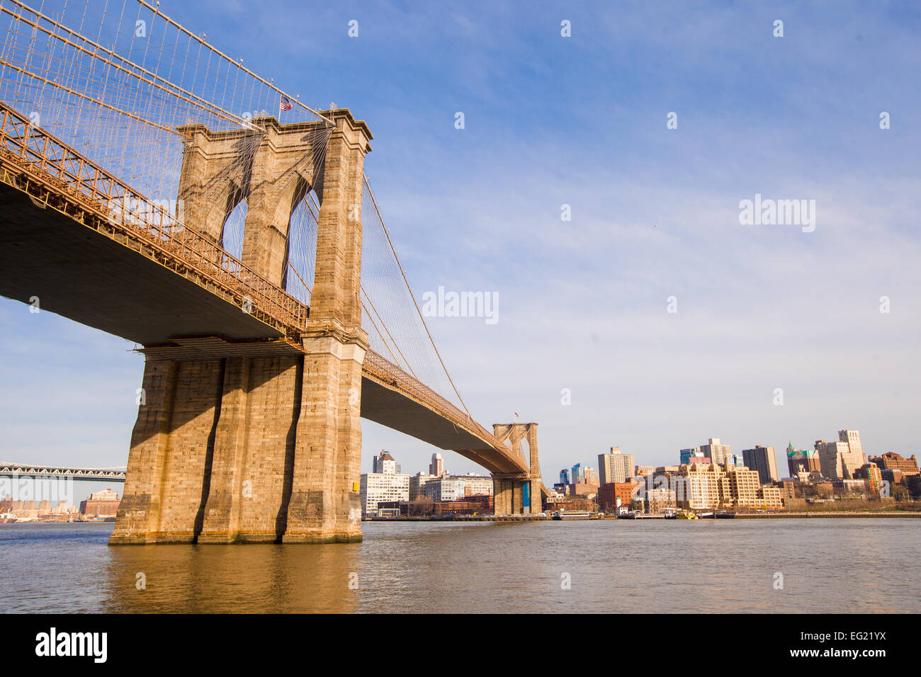 Brooklyn bridge american flag sunrise hi-res stock photography and ...