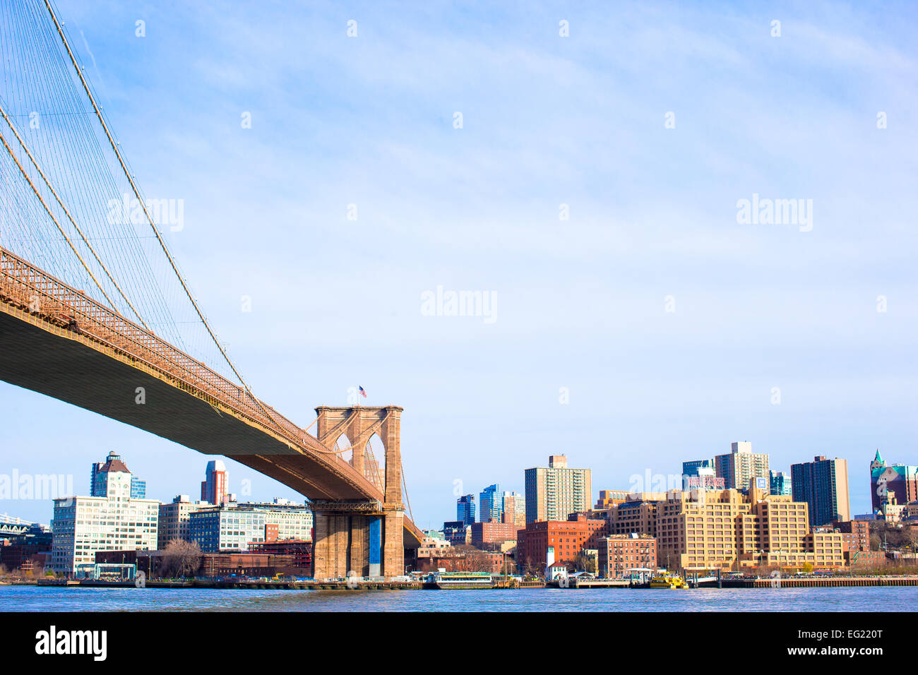 Brooklyn Bridge over East River viewed from New York City Stock Photo ...