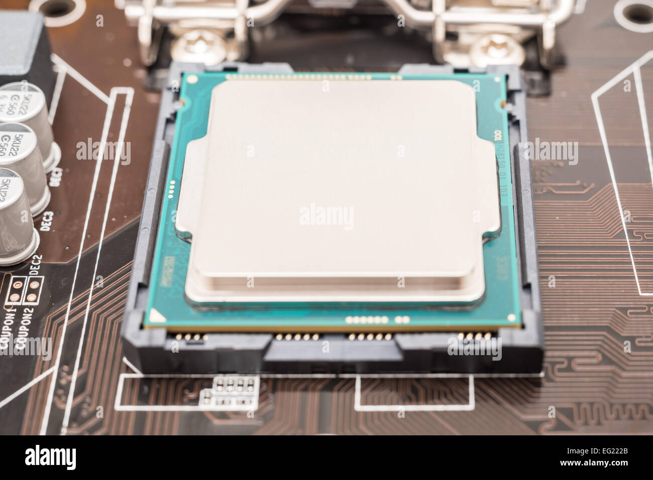 Central Processing Unit (CPU) Chip Installed On Motherboard Socket ...