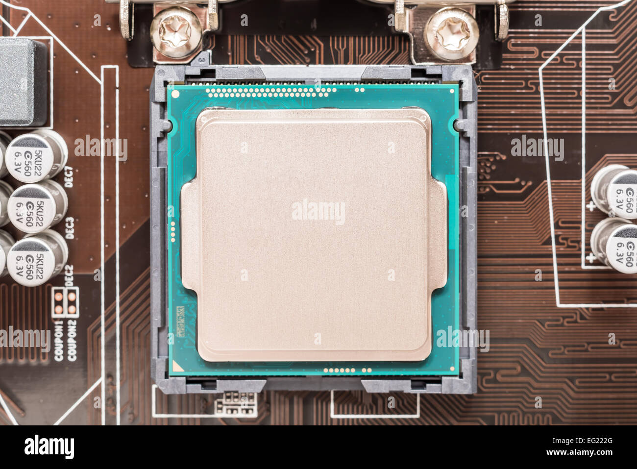 Central Processing Unit (CPU) Chip Installed On Motherboard Socket ...