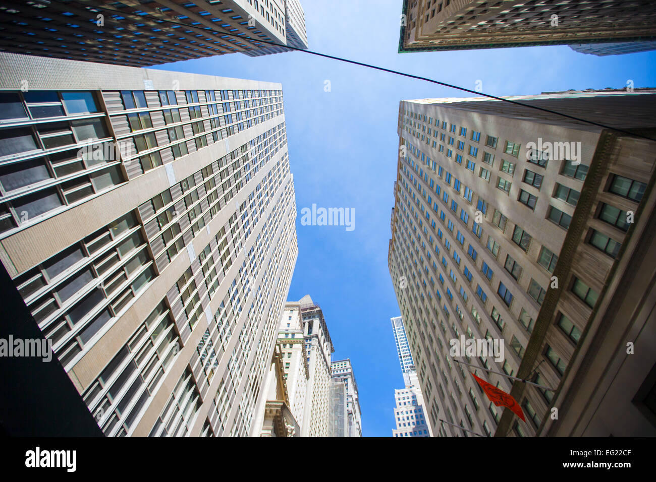 New York Skyscrapers View Upward Stock Photo - Alamy
