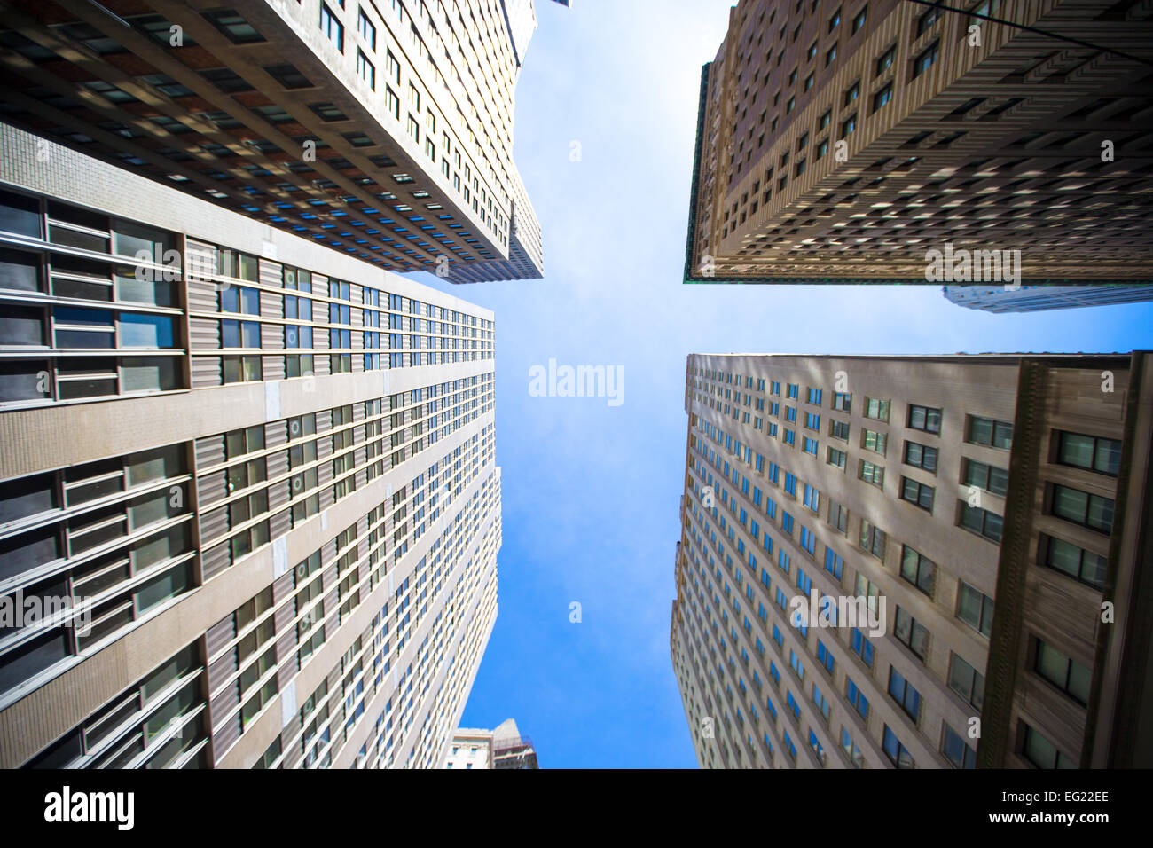 New York Skyscrapers View Upward Stock Photo - Alamy