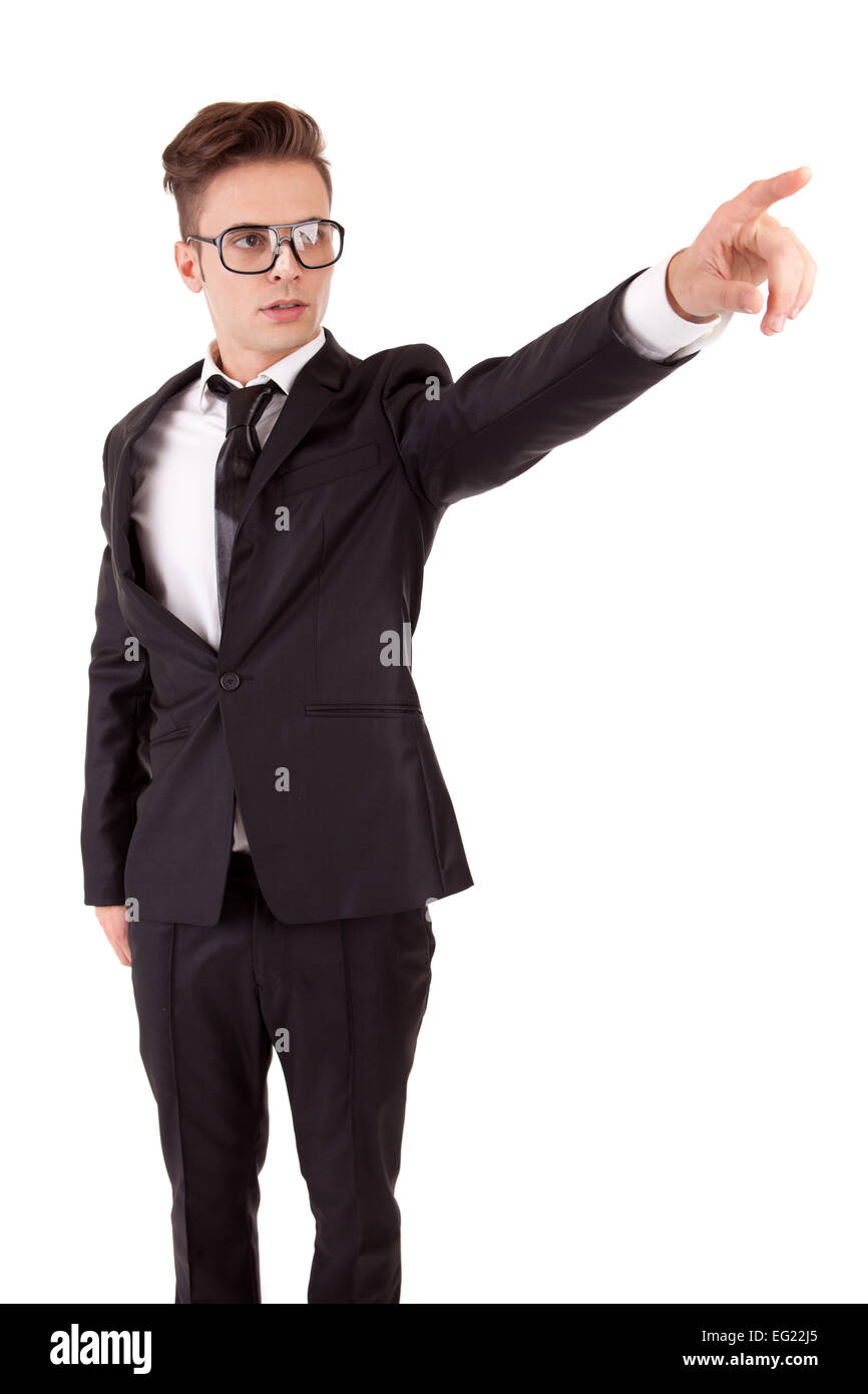Business man, pointing forward - isolated Stock Photo - Alamy