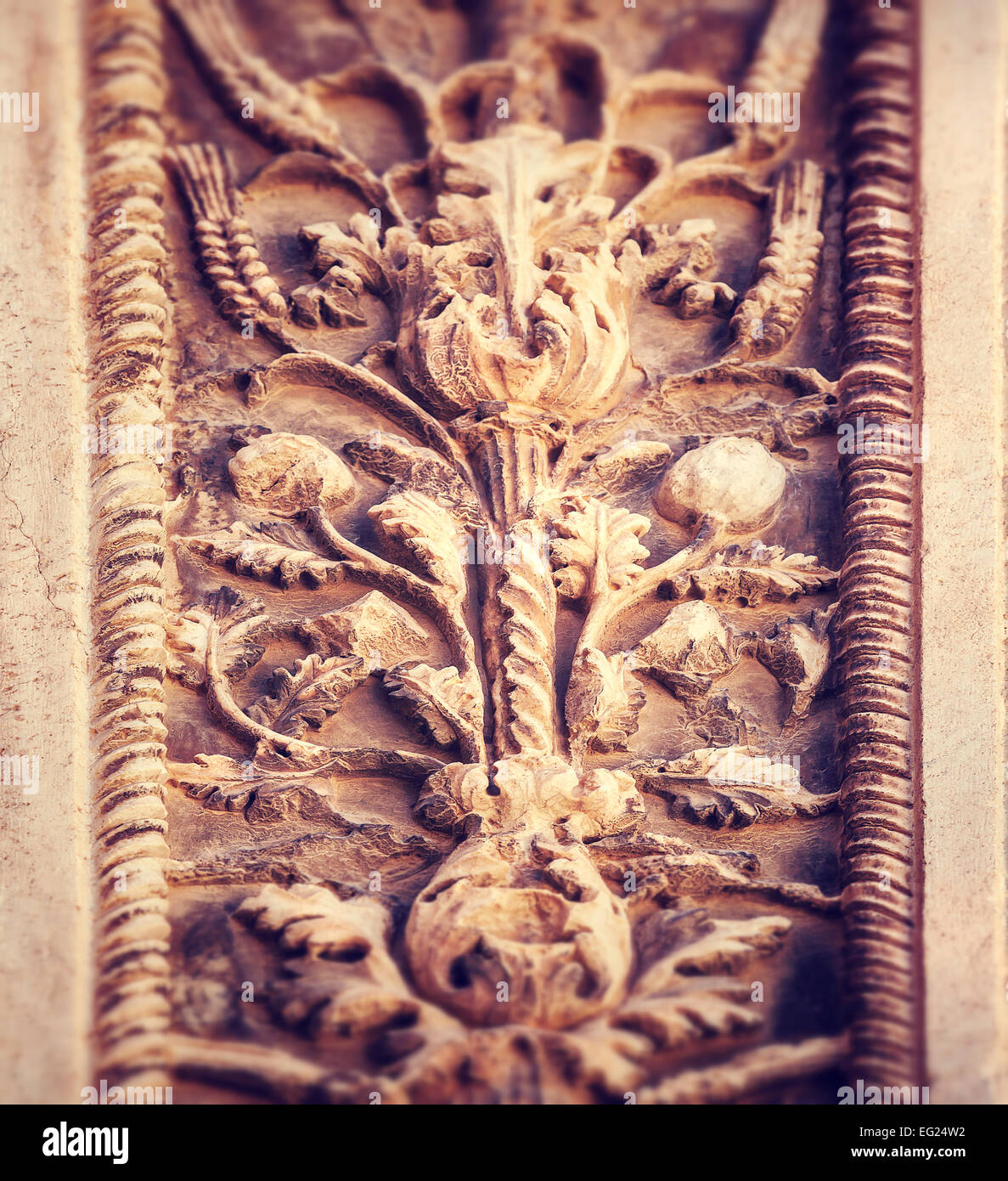 Beautiful old vintage ancient wall, roman ornament, crafted abstract ...