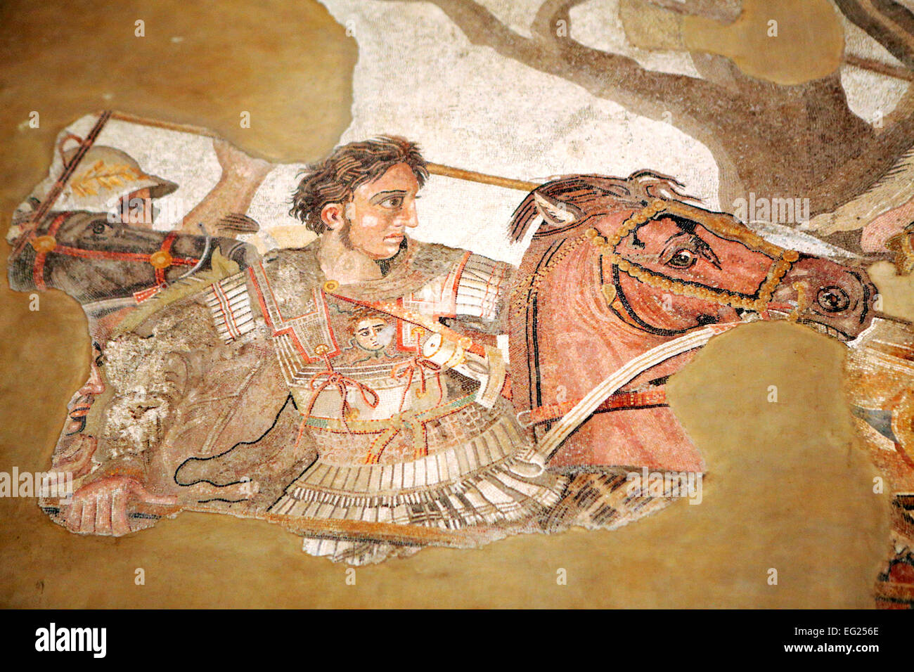 Battle between Alexander and Darius from Pompeii (120 BC), Mosaic ...