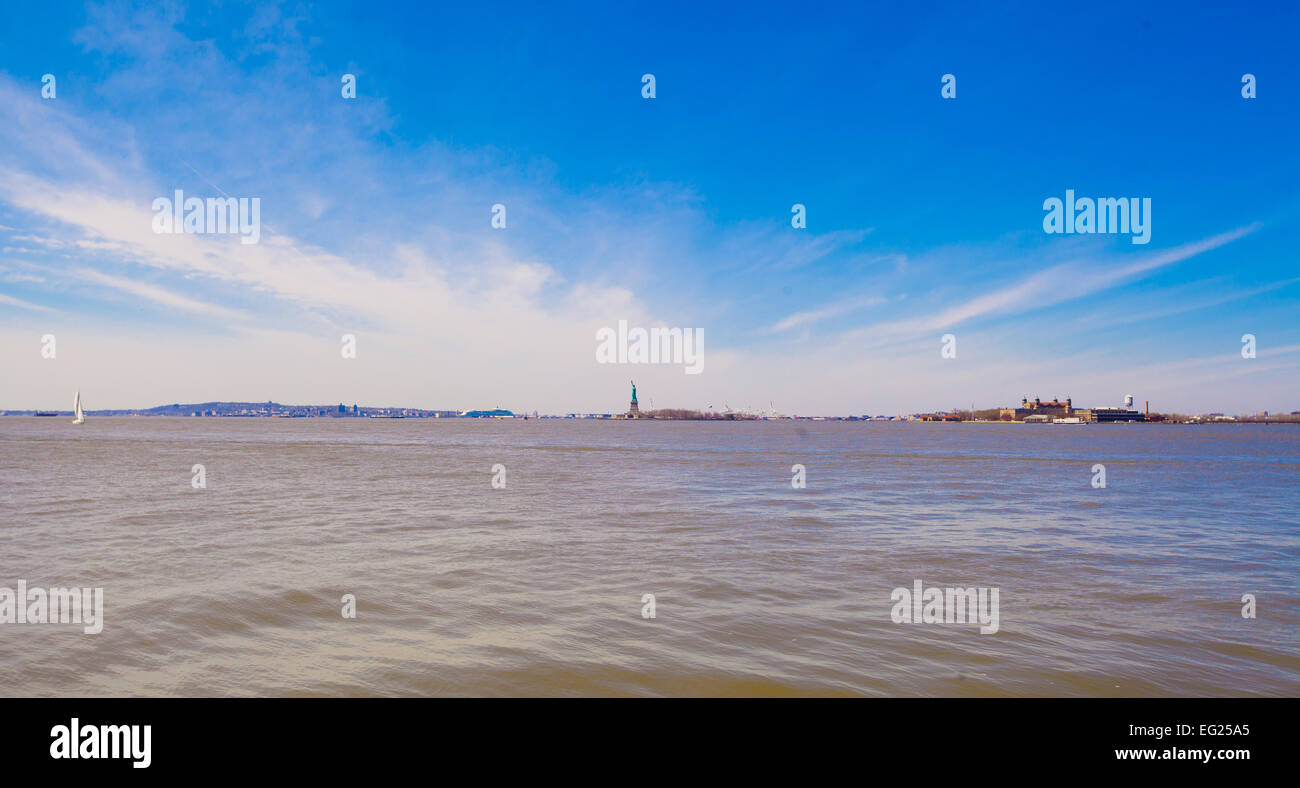 View of the statue of liberty from Battery Park Stock Photo - Alamy