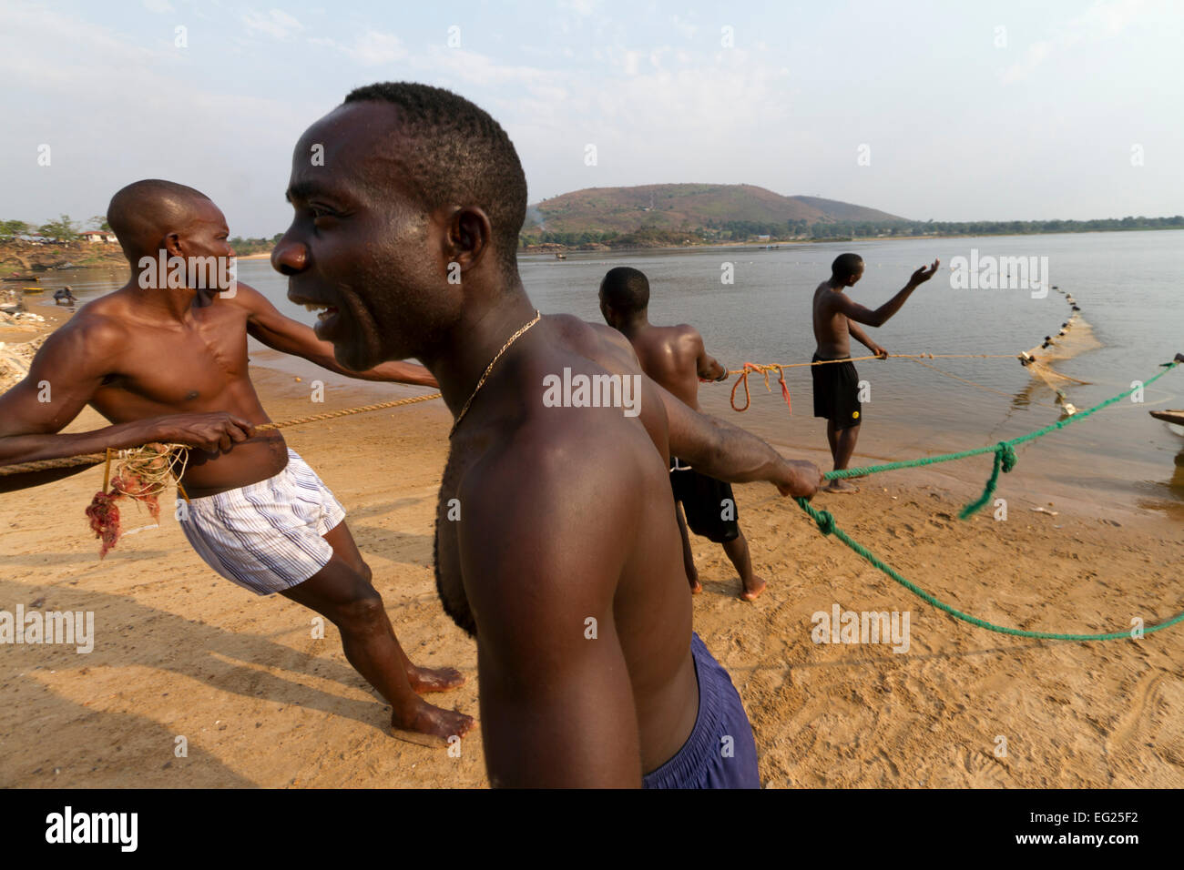 Fishermen ,Bangui, Ubangi River ,Central African Republic ,Africa Stock ...