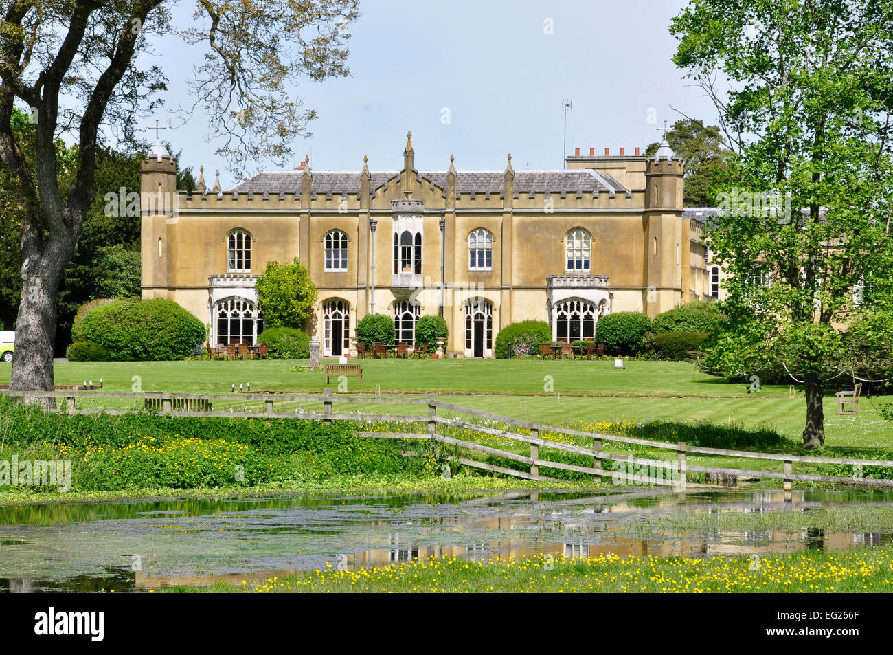 Bucks - Great Missenden - Missenden Abbey C12 - framed by trees ...