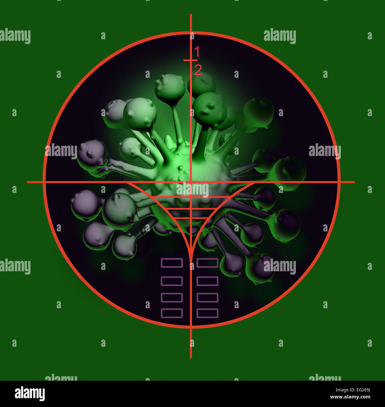 cancer cell under microscope made in 2d software Stock Photo - Alamy