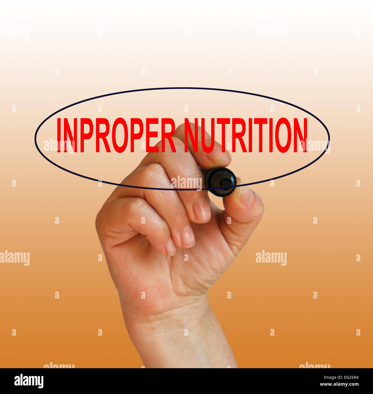 writing word improper nutrition with marker on gradient background made ...