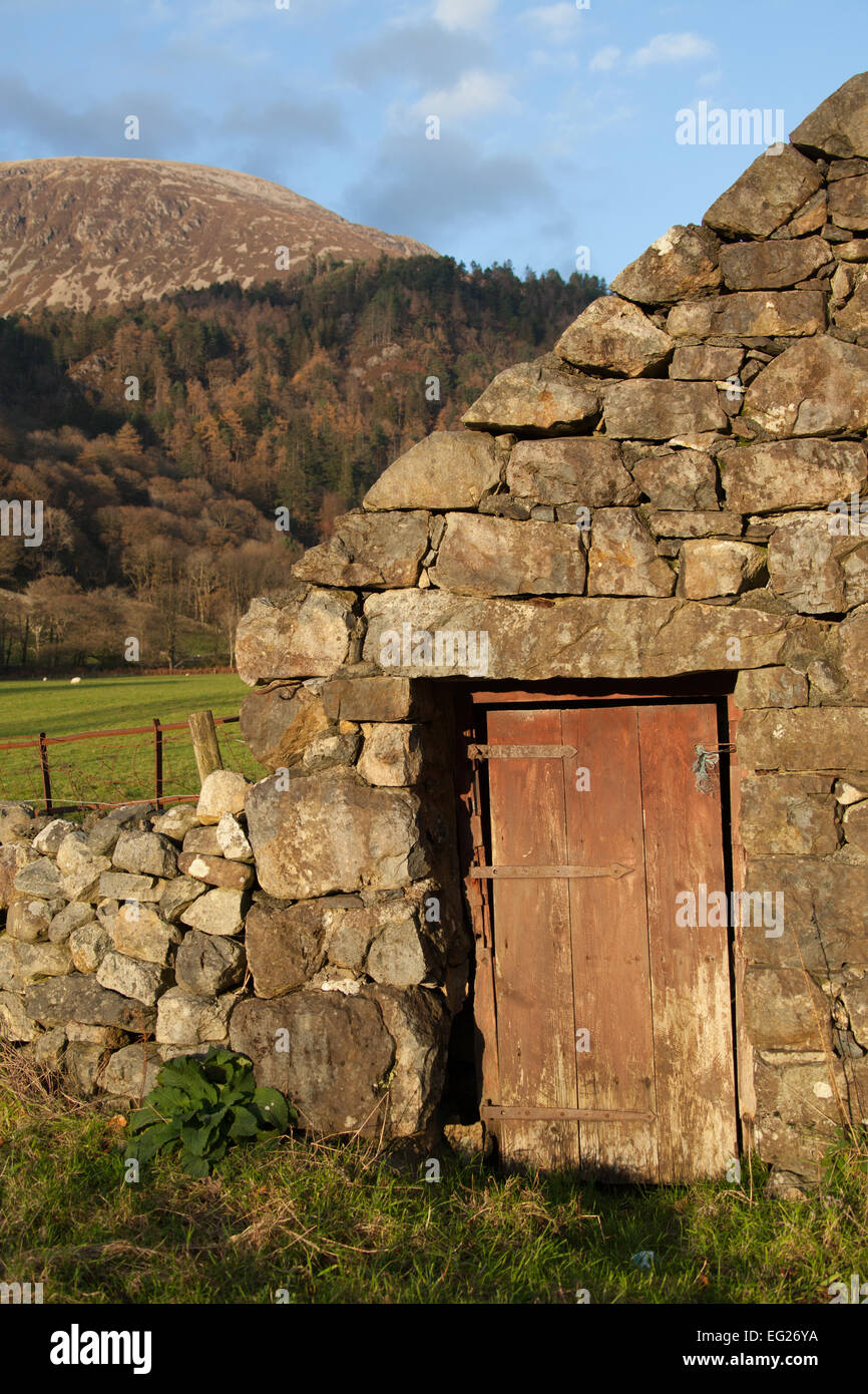 Picturesque view of a dilapidated barn adjacent to the A487 near Tal-y ...
