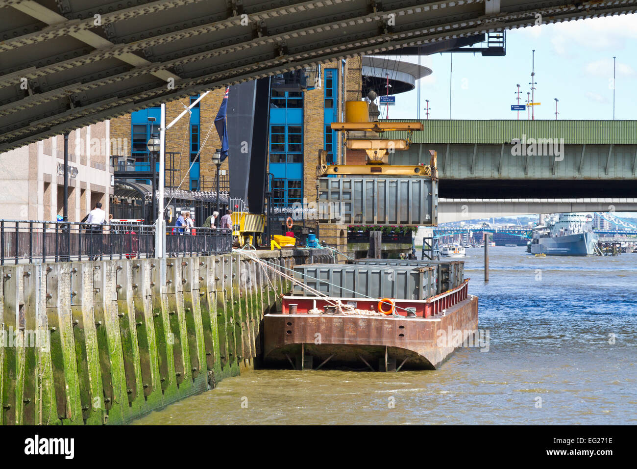 Walbrook Wharf waste containers waiting to be transferred down river ...