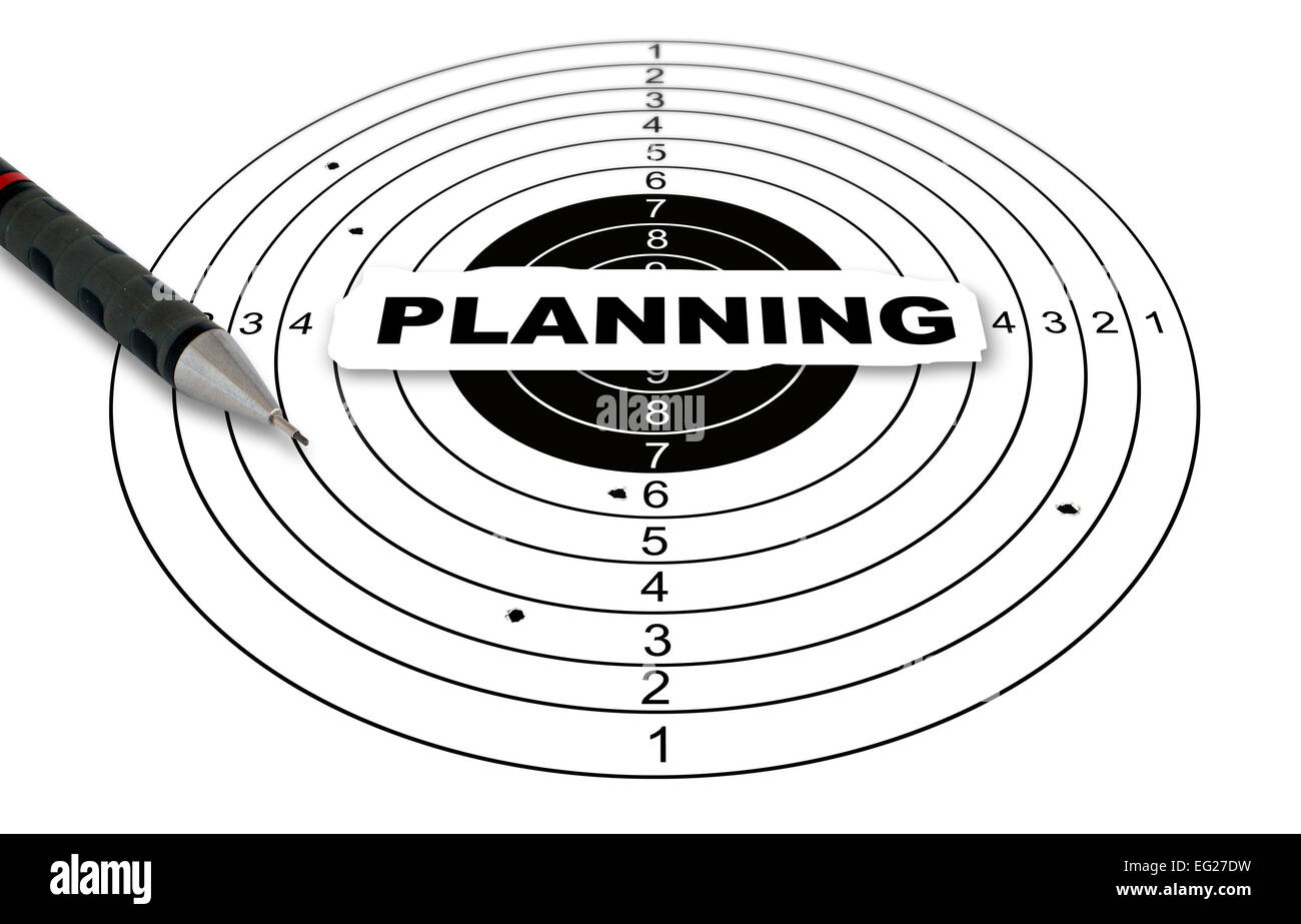 Shooting target with word planning made in 2d software Stock Photo - Alamy