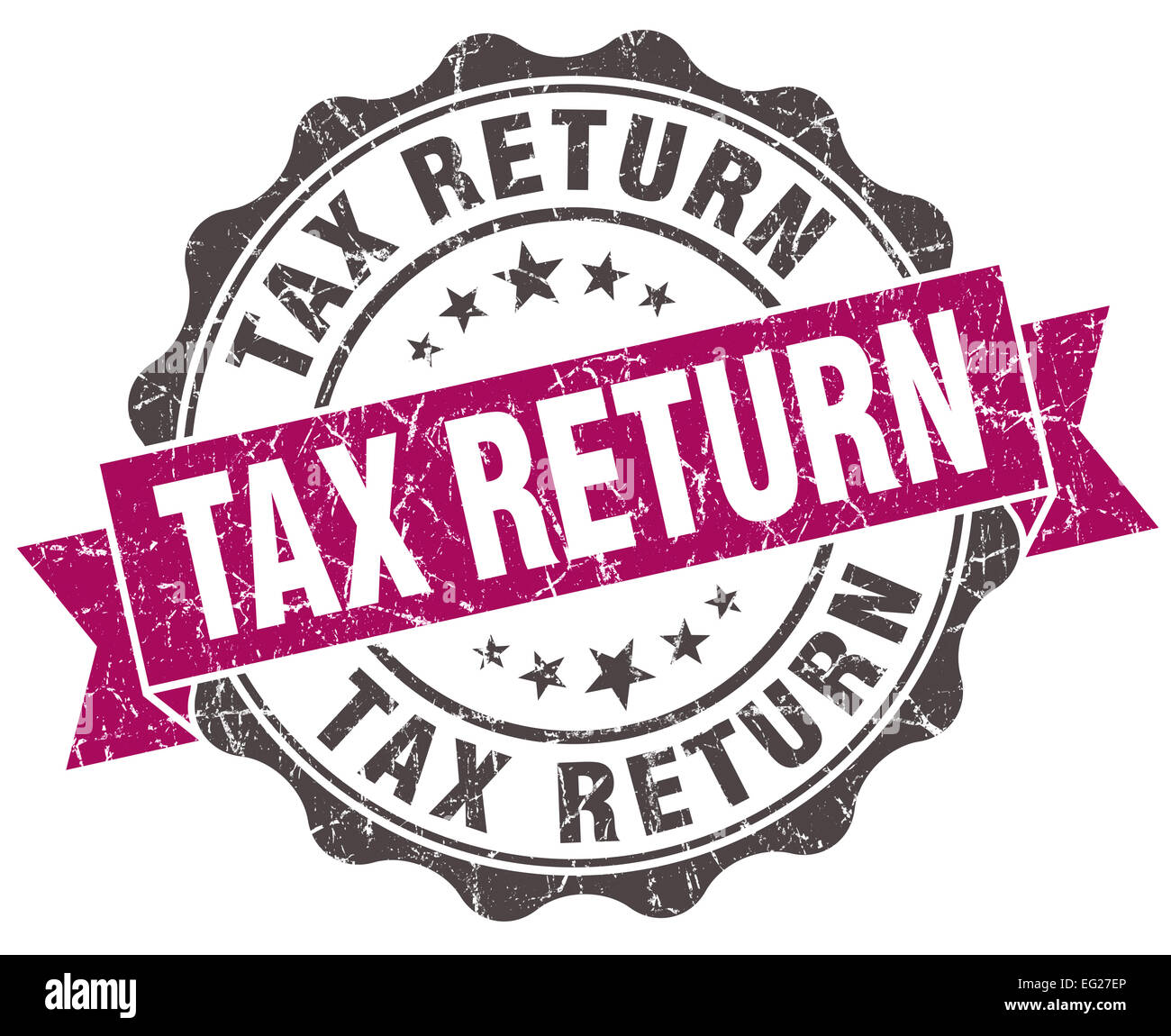tax return grunge violet seal isolated on white Stock Photo - Alamy