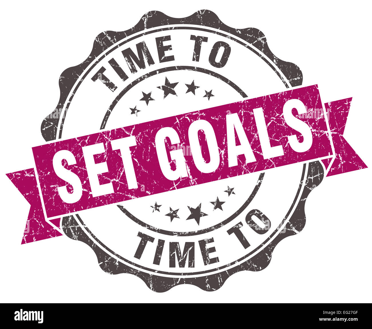 time to set goals grunge violet seal isolated on white Stock Photo - Alamy