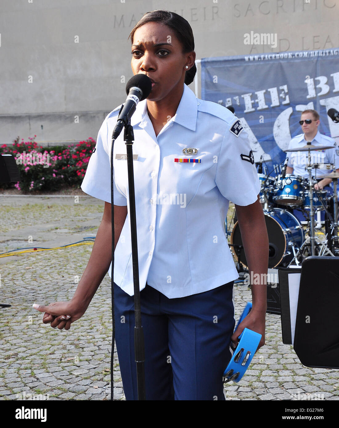 Airman Ashley Cook, Blue Aces female vocalist, performs for Air Force ...