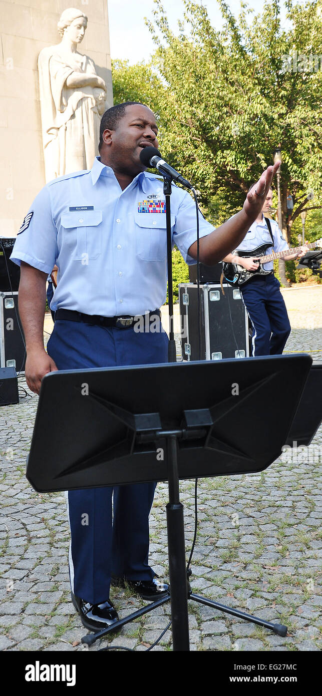 Tech Sgt. Ronicle Ellison, Blue Aces male vocalist, performs for Air ...