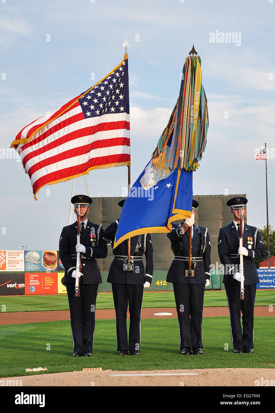 The U.S. Air Force Honor Guard Color Guard presents the colors at MCU ...