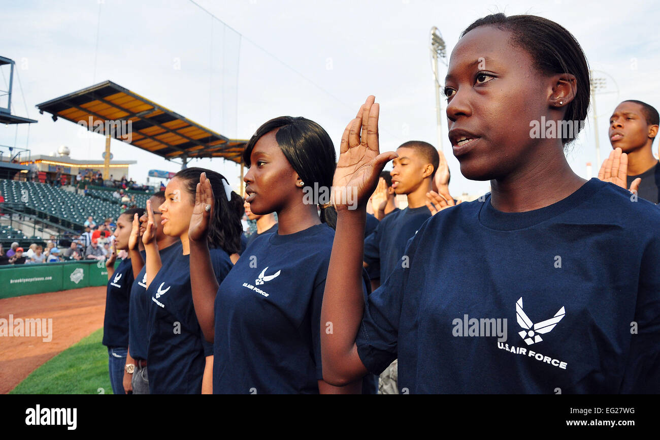 Air Force delayed entry program trainees swear in at MCU Park in ...
