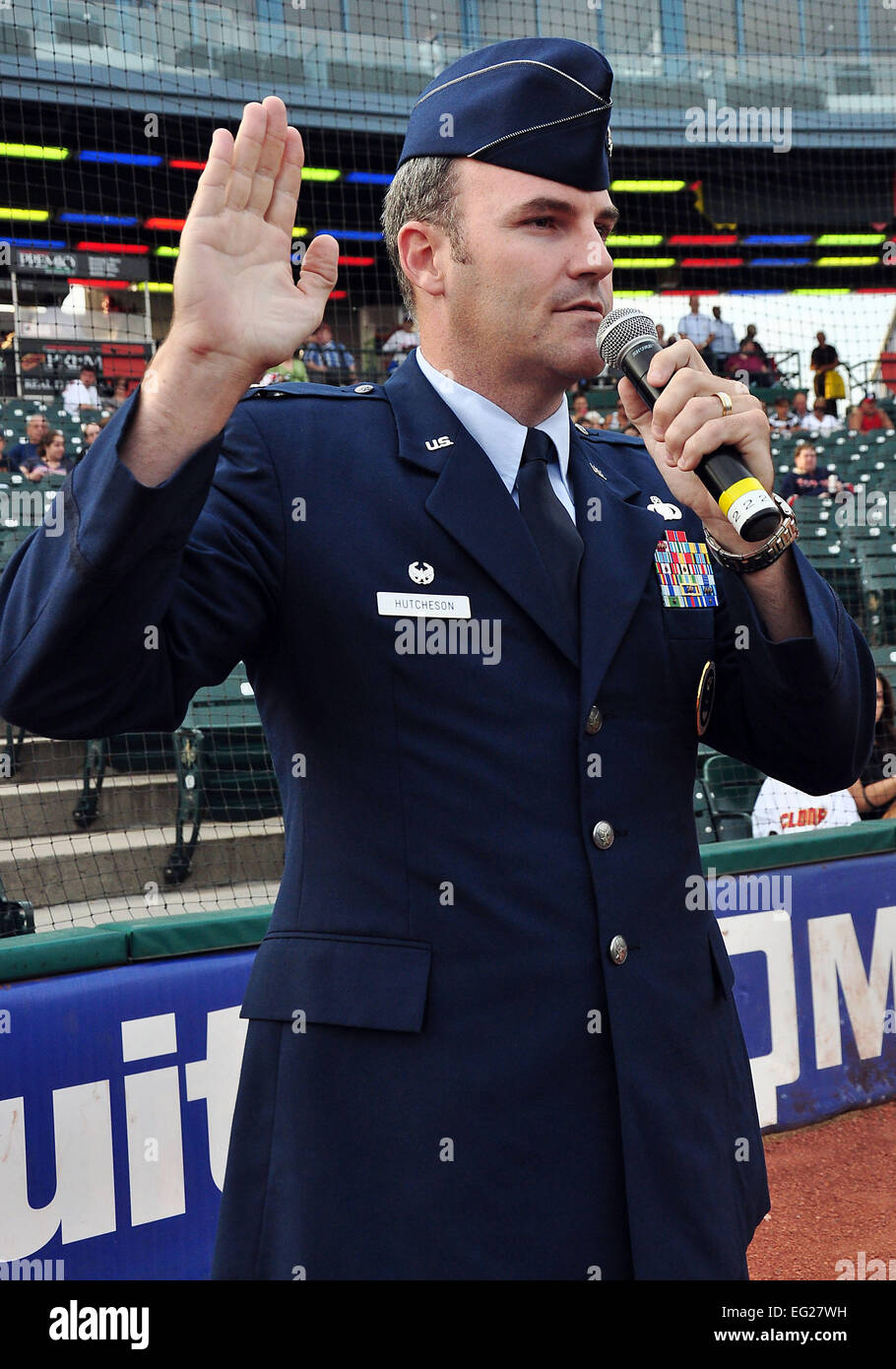 Lt. Col. John Hutcheson, 313th Recruiting Squadron commander, swears in ...