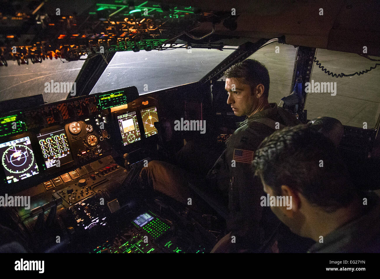 Capt. Jordan Kalish top, instructor pilot, and Maj. Nick Amenta right ...