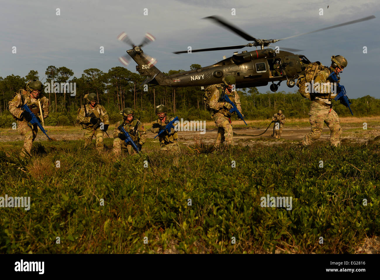 U.S. Air Force combat controllers conduct fast-rope insertion training ...