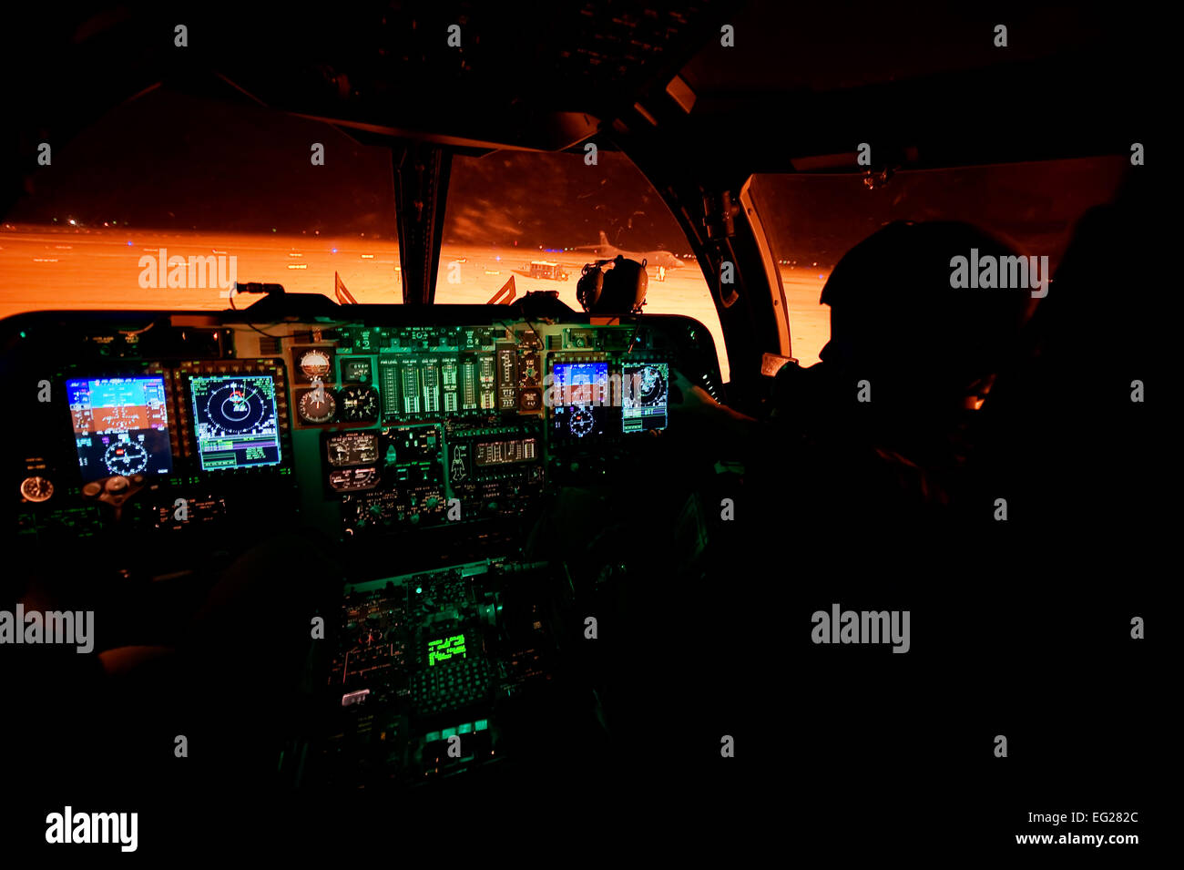 U.S. Air Force Lt. Col. Steven Myers, B-1B Lancer pilot, completes a ...