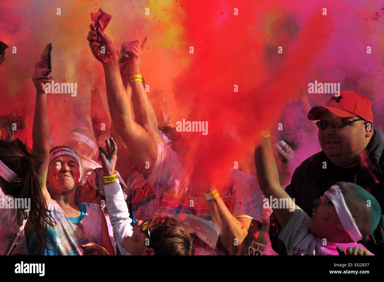 Colored powder is thrown into the air after participants complete The ...