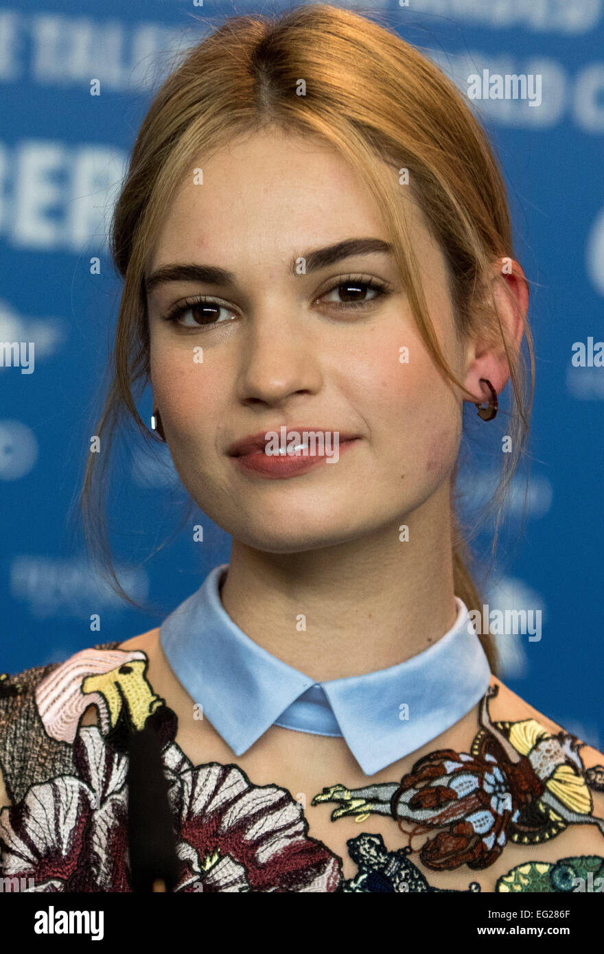 Actress Lily James attends the press conference of Cinderella during ...